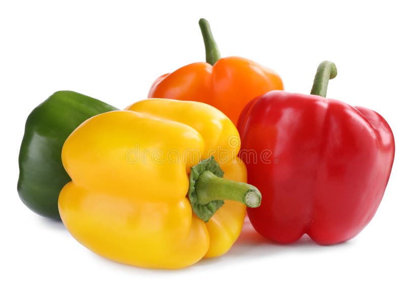 Fresh Ripe Bell Peppers Isolated Stock Image - Image of culinary ...