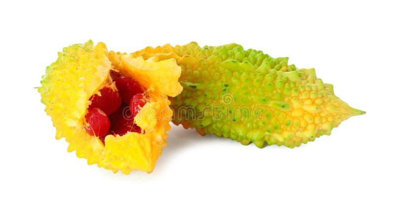 Fresh Ripe Bitter Melons on White Background Stock Photo - Image of ...