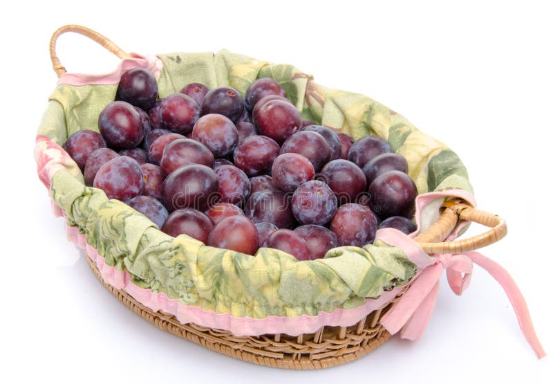 Fresh Ripe Blue Plums in a Basket Stock Image - Image of nutrition ...