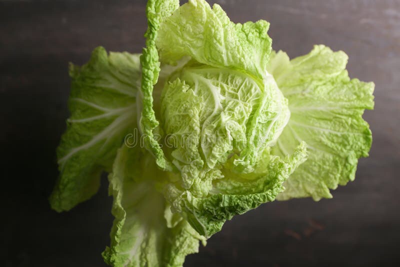 Fresh Ripe Cabbage on Dark Grey Table Stock Photo - Image of organic ...