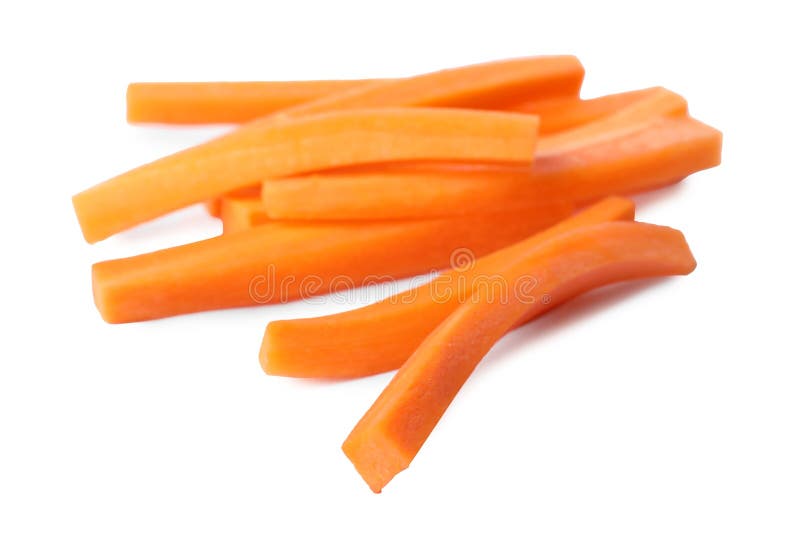 Fresh Ripe Carrot Sticks Isolated on White Stock Photo - Image of ...