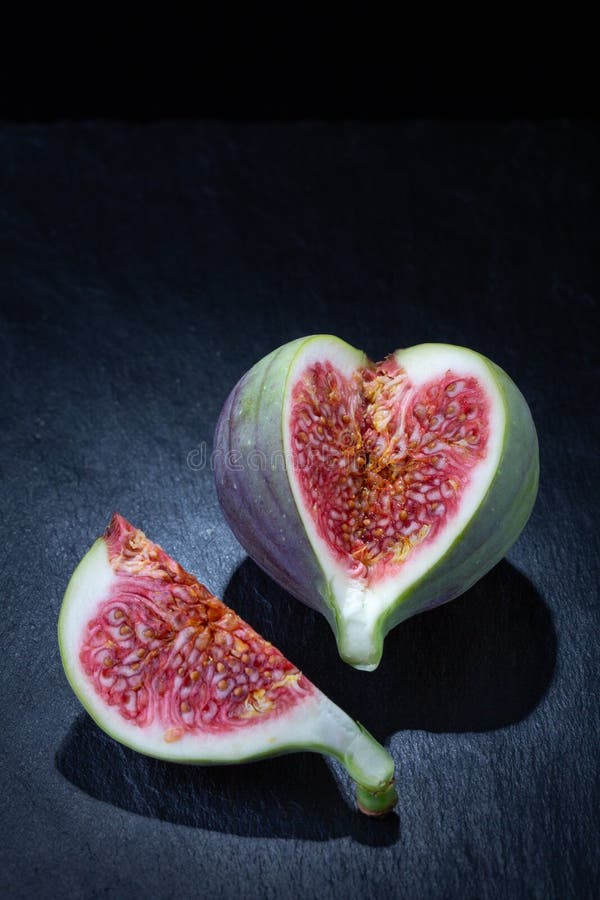Fresh Ripe Figs Close-up on Dark Background. Copy Space Stock Image ...