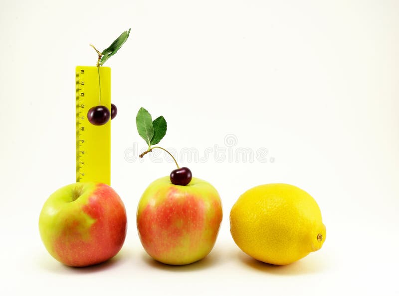 Fresh, Ripe Fruit and Measuring Line. Stock Image - Image of object ...