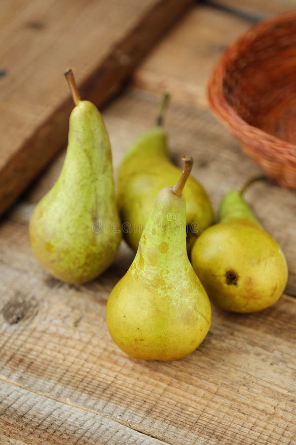 Fresh Ripe Green Pears on the Table Stock Photo - Image of ripe, view ...
