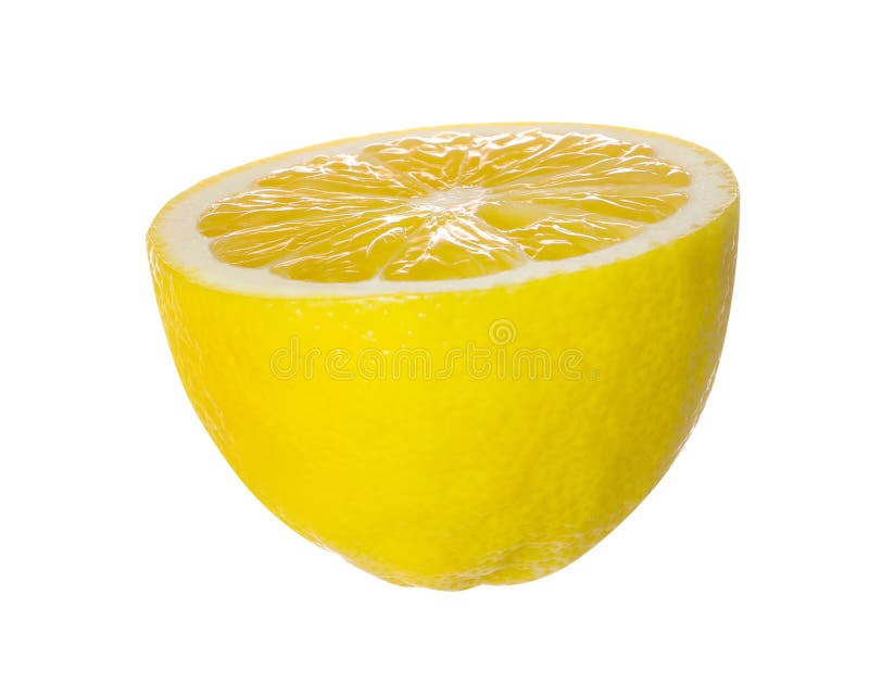 Fresh Ripe Lemon Half Isolated on White Stock Image - Image of food ...