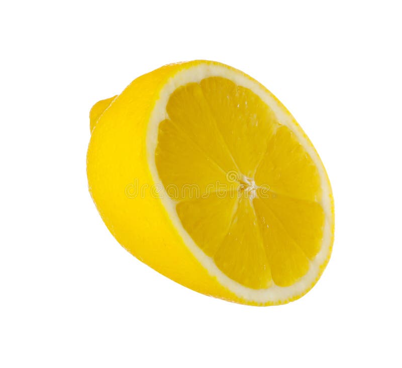 Fresh Ripe Lemon Half Isolated on White Stock Image - Image of bright ...