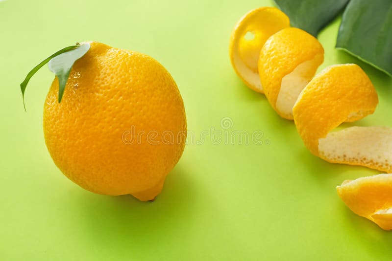 Fresh Ripe Lemon with Peel on Color Background Stock Image - Image of ...