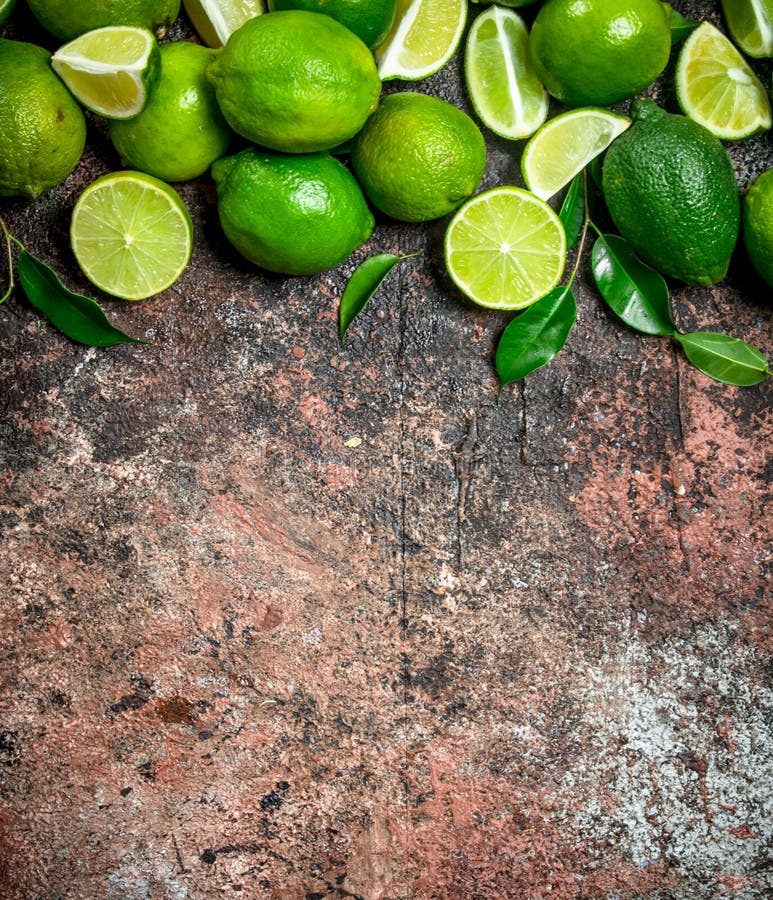 Fresh Ripe Lime with Leaves Stock Image - Image of vitamin, group ...