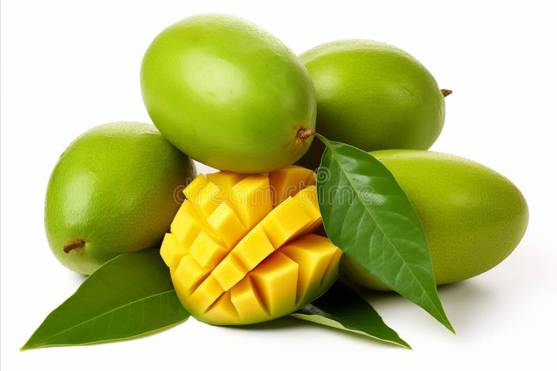 Fresh Ripe Mango Isolated on White Background High Quality, Detailed ...
