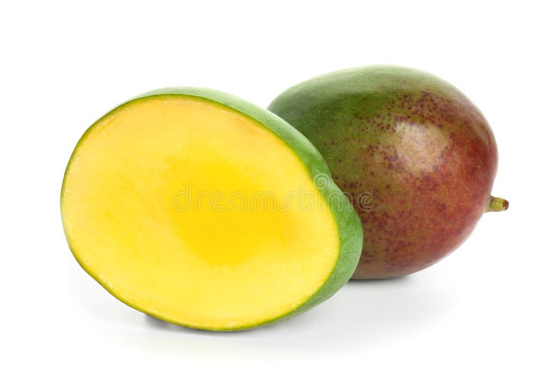 Fresh Ripe Mangoes on White Background Stock Photo - Image of nutrition ...
