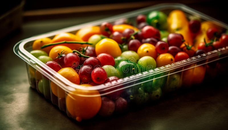 Fresh, Ripe, Multi Colored Fruit and Vegetables in Gourmet Container ...