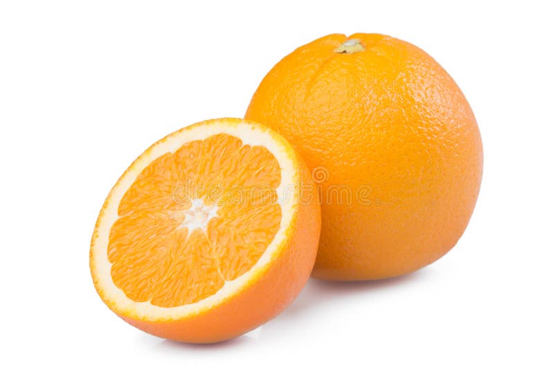 Fresh Ripe Orange Fruit Half Slice Isolated on White Background Stock ...