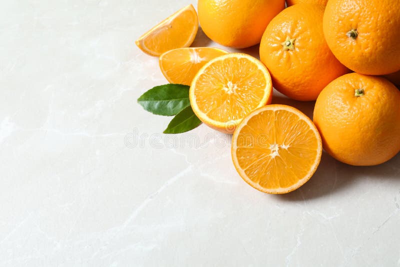 Fresh Ripe Oranges on Light Background Stock Image - Image of copy ...