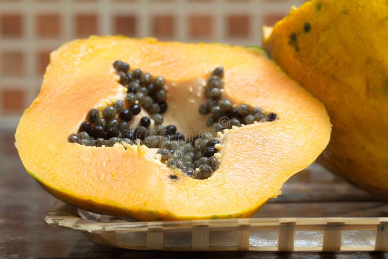 Fresh Ripe Papaya Cut on the Table Stock Photo - Image of papaya, snack ...