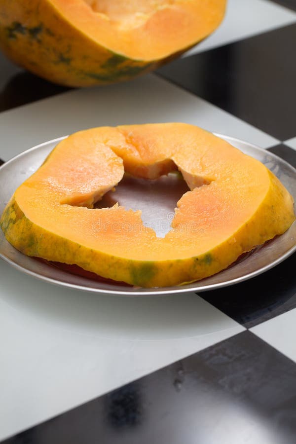 Fresh Ripe Papaya Cut on the Table Stock Photo - Image of color, papaya ...