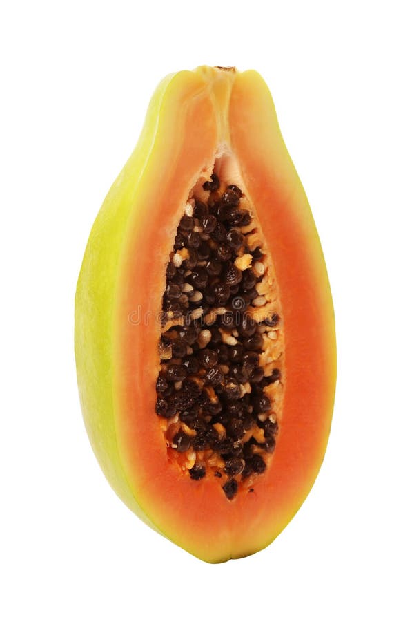 Fresh Ripe Papaya Half Isolated on White Stock Image - Image of ...