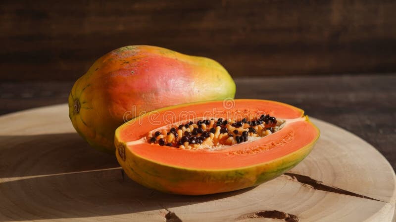 Fresh Ripe Papaya Isolated with Natural Shadow Stock Illustration ...