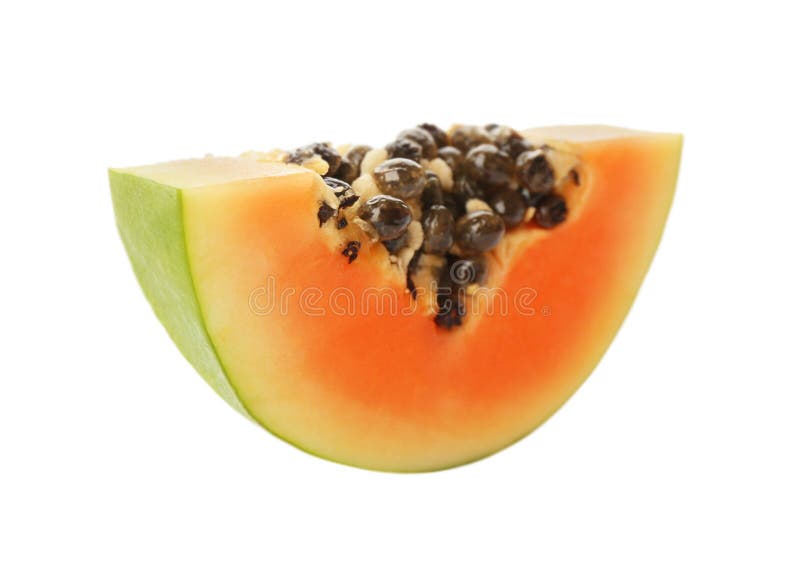 Fresh Ripe Papaya Slice Isolated on White Stock Photo - Image of tasty ...