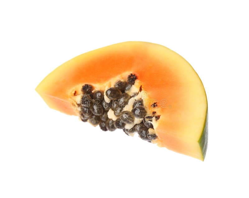 Fresh Ripe Papaya Slice Isolated on White Stock Image - Image of food ...
