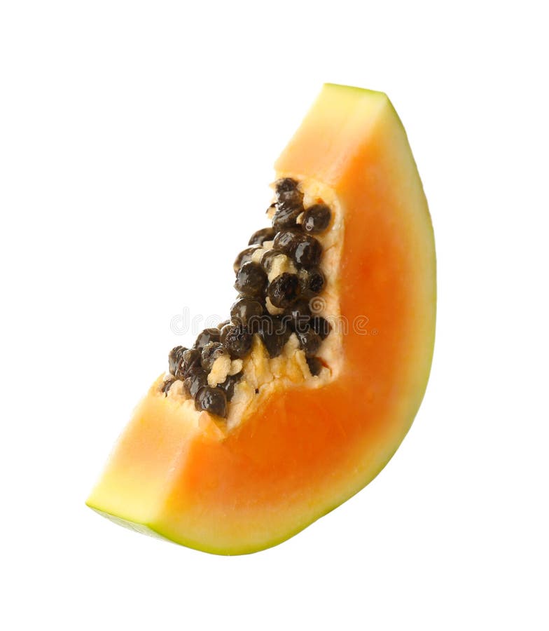 Fresh Ripe Papaya Slice Isolated on White Stock Image - Image of ...