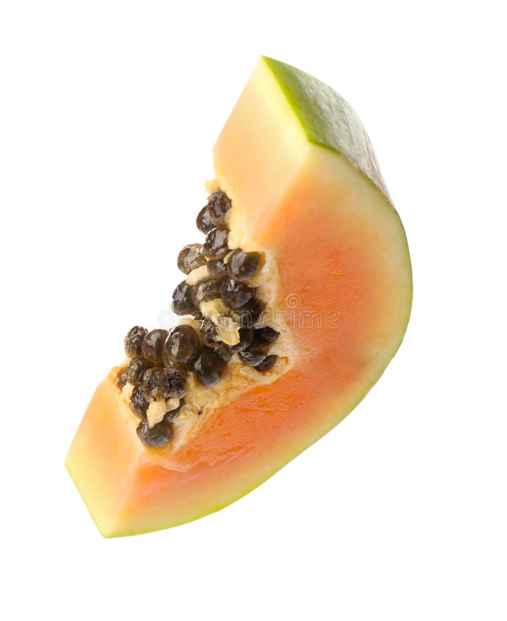 Fresh Ripe Papaya Slice Isolated on White Stock Photo - Image of ripe ...