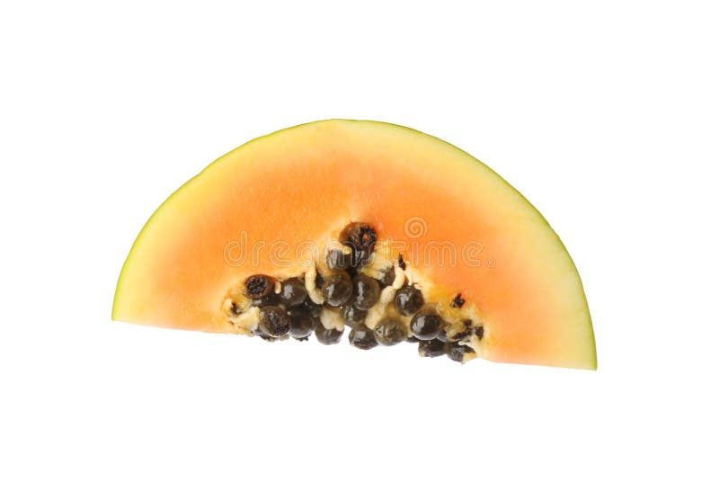 Fresh Ripe Papaya Slice Isolated on White Stock Image - Image of ...