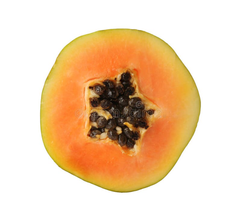 Fresh Ripe Papaya Slice Isolated on White Stock Photo - Image of juicy ...