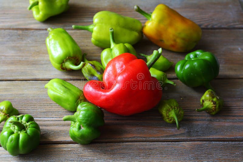 Fresh Ripe Pepper on Boards Stock Photo - Image of colorful, board ...