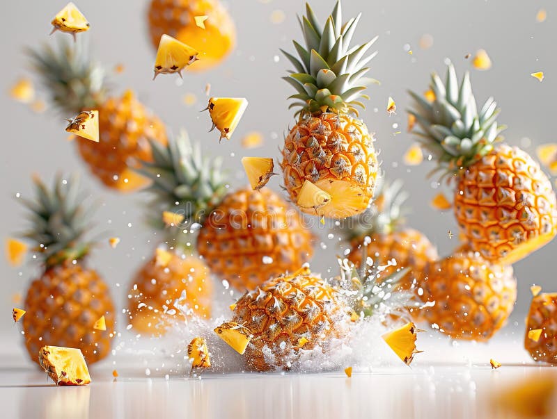 Fresh Ripe Pineapple Fruit, Pineapple Fruit Slices Isolated. Juicy ...