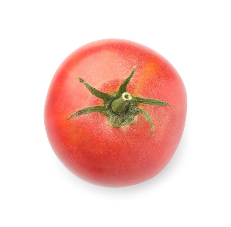 Fresh Ripe Pink Tomato Isolated on White, Top View Stock Photo - Image ...