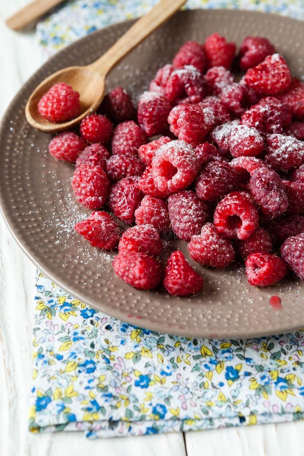 Fresh Ripe Raspberries on a Plate Stock Image - Image of beautiful ...