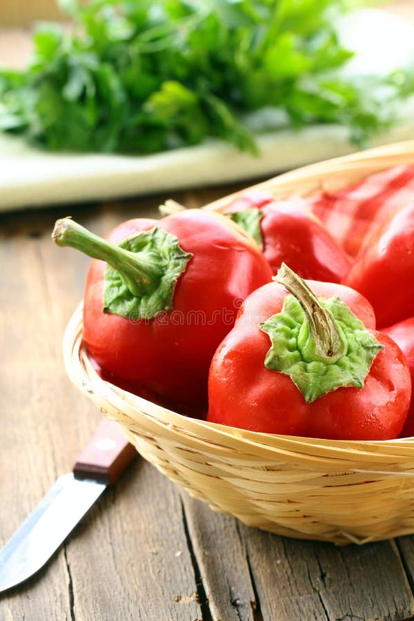 Fresh Ripe Red Bell Paprika Peppers Stock Image - Image of paprika ...