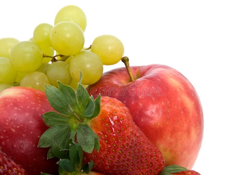 Fresh Ripe Strawberries, Apple and Grapes Stock Image - Image of ...