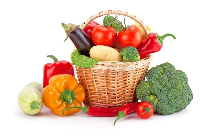 Fresh and Ripe Vegetables Arranged in a Basket Stock Photo - Image of ...