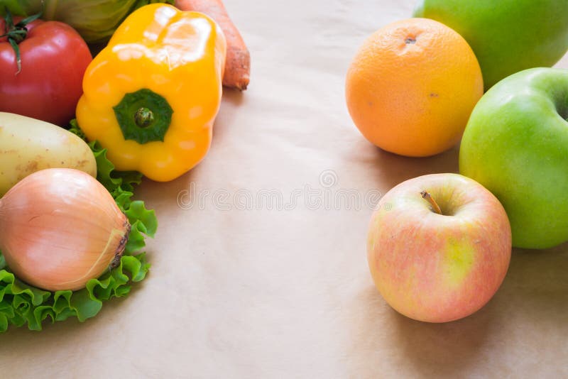Fresh and Ripe Vegetables and Fruits on the Table. Stock Image - Image ...