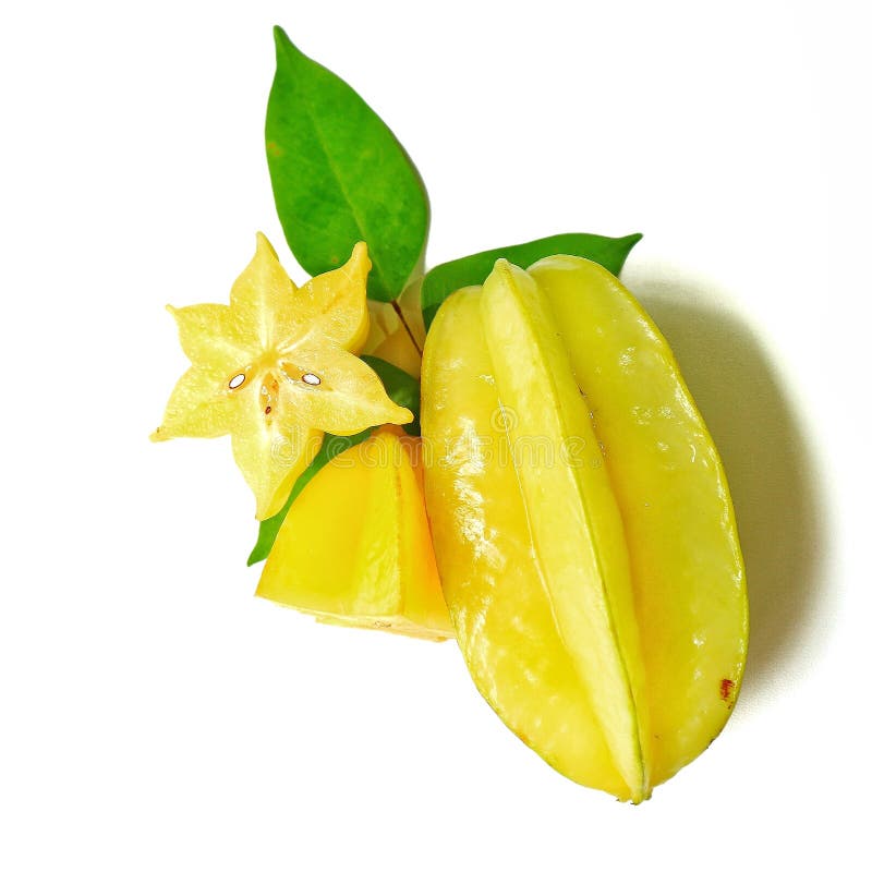 Fresh Ripe Yellow Star Fruit Isolated on White Background Stock Image ...