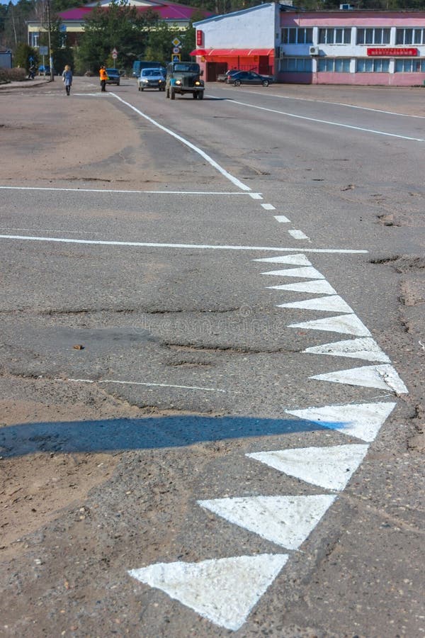 Fresh road markings stock photo. Image of triangle, markings - 85035466