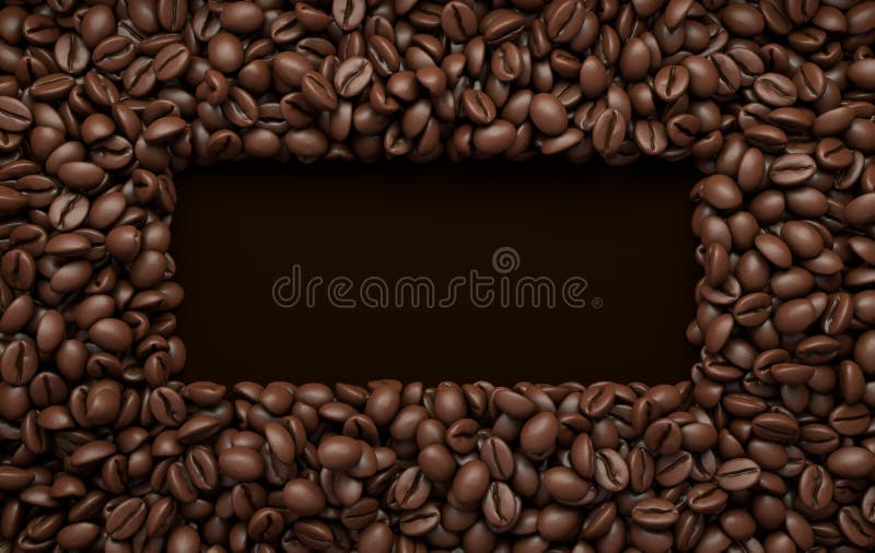 Fresh Roasted Coffee Beans Frame 3d Rendering Background. Masses of ...