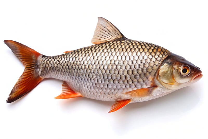 Fresh Rohu Fish on White Background Stock Illustration - Illustration ...