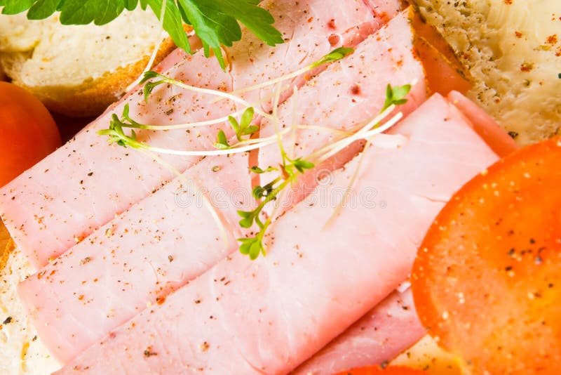 Fresh rolls of ham stock photo. Image of natural, health - 4563674