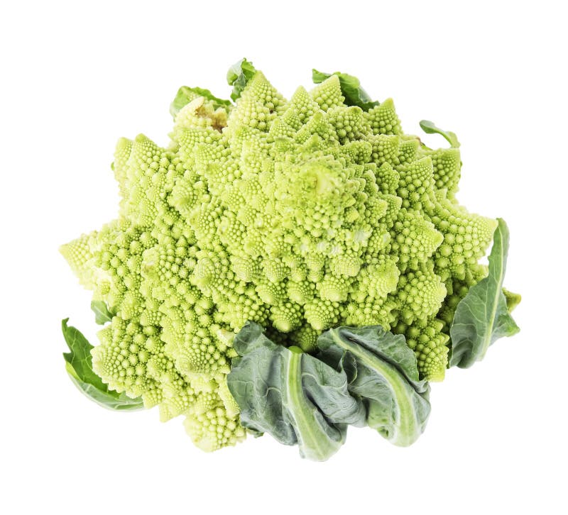 Fresh Romanesco Broccoli Isolated on White, Top View Stock Photo ...