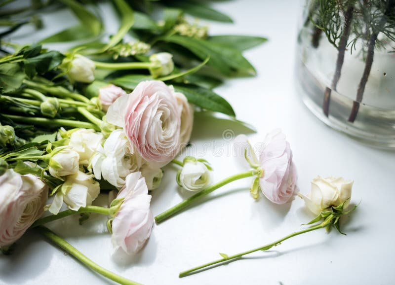 Fresh Roses Flowers Arrangement Decorative Stock Photo - Image of ...