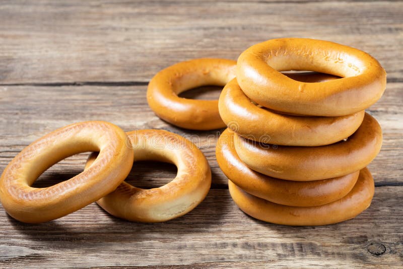 Fresh Round Bagels of Wheat Flour Stock Image - Image of circle ...