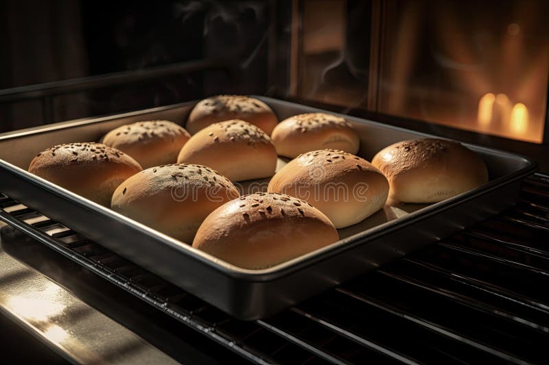 Fresh Round Bread on a Tray Just Out of the Oven. Ai Generative Stock ...