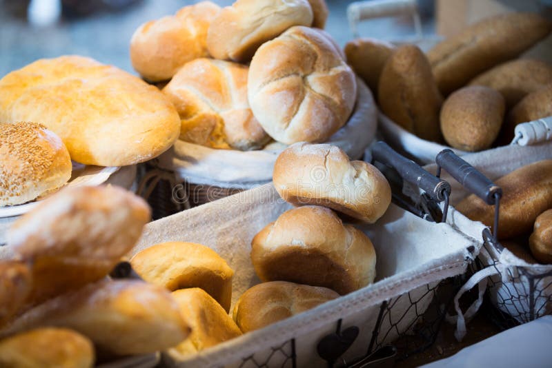 Fresh Round Scones at Bakery Display Stock Photo - Image of case ...