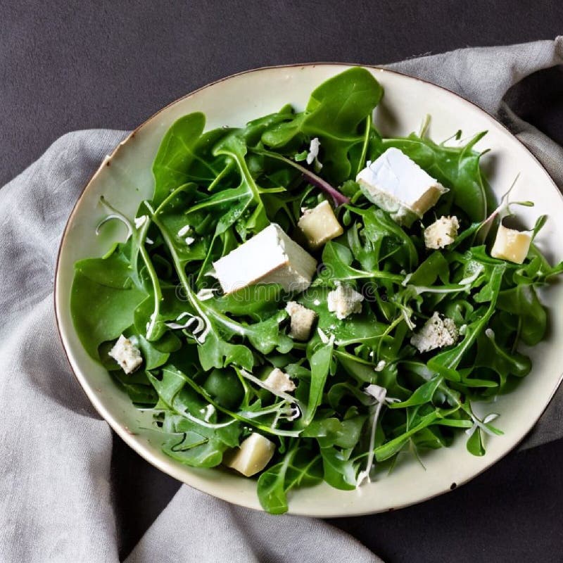 Fresh Ruccola Salad with Cheese with Bread Stock Photo - Image of bread ...