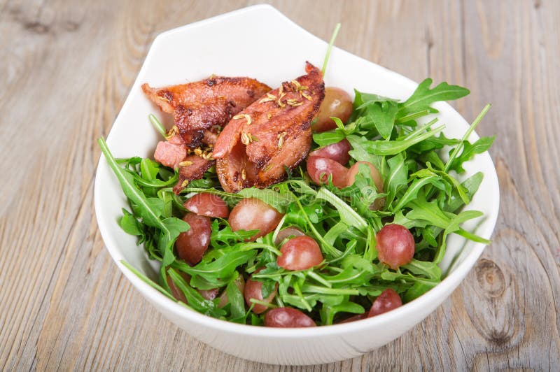 Fresh Rucola Salad with Red Grapes Stock Photo - Image of nutrition ...