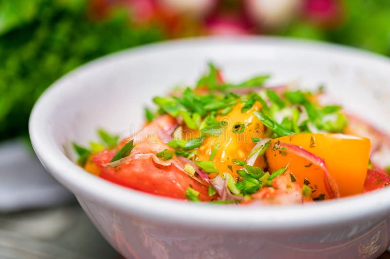 Fresh Rustic Vegetable Salad on Rustic Background Stock Photo - Image ...