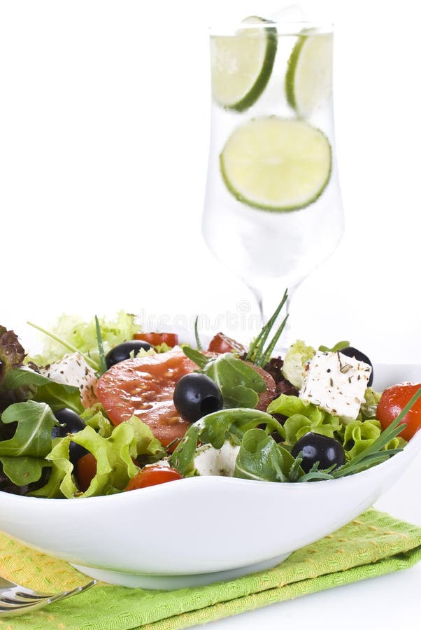 Fresh salad with drink stock image. Image of ingredients - 19599449