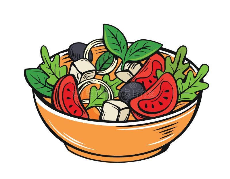 Fresh salad with lettuce stock vector. Illustration of cartoon - 138465717